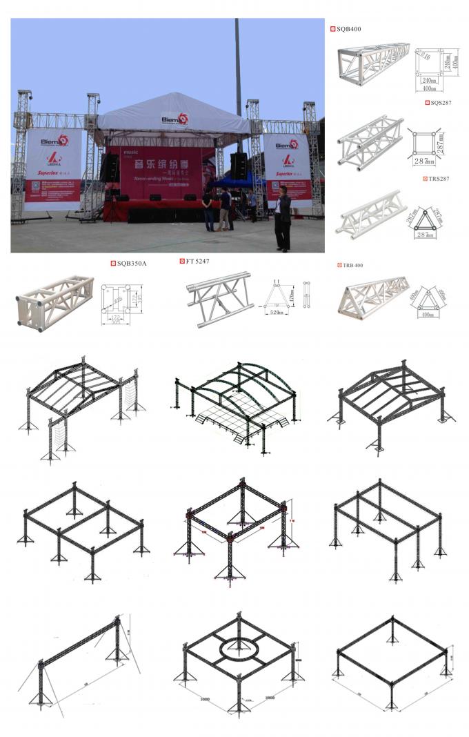 Silver T6 Aluminum square Truss Stage Roof Box Truss System