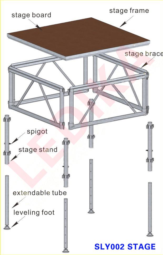 Adjustable Height Outdoor Stage Platforms With Aluminum Alloy 6061-T6