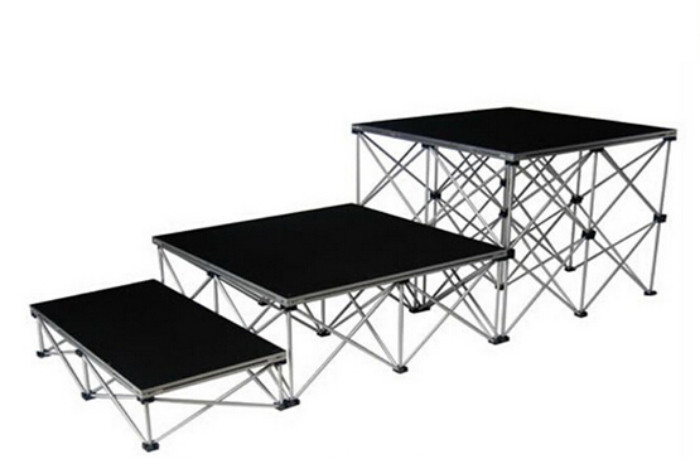 Small Portable Aluminum Stage Platform Folding Stage 18mm Black